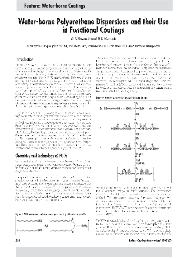 (PDF) Water-borne polyurethane dispersions and their use in functional ...