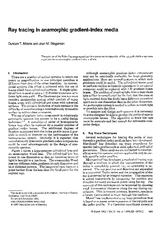 (PDF) Ray Tracing in Anamorphic Gradient Index Media