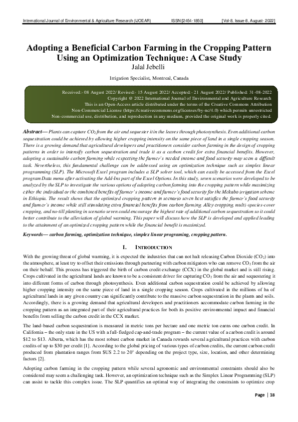 Pdf Adopting A Beneficial Carbon Farming In The Cropping Pattern