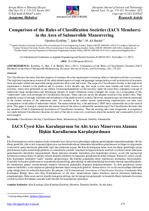 (PDF) Comparison Of The Rules Of Classification Societies (IACS Members ...
