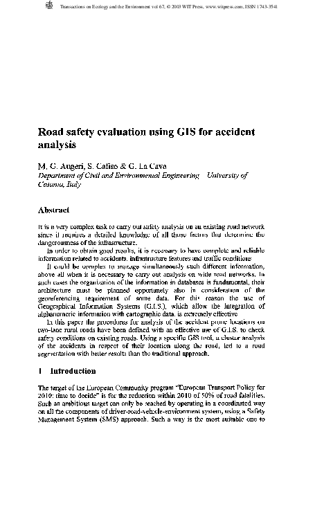 (PDF) Road Safety Evaluation Using GIS For Accident Analysis