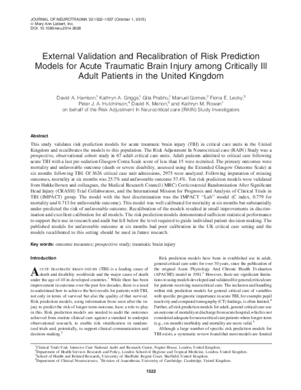 Pdf External Validation And Recalibration Of Risk Prediction Models
