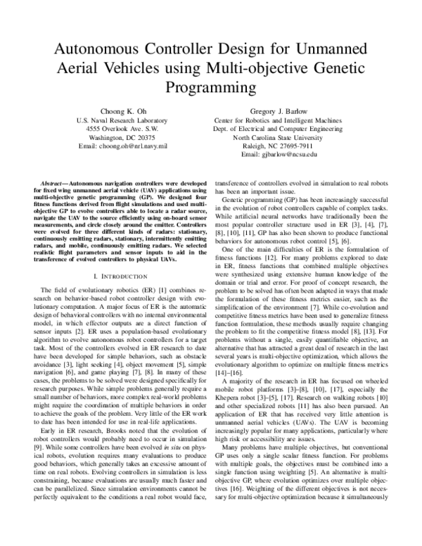 (PDF) Autonomous controller design for unmanned aerial vehicles using multi-objective genetic ...
