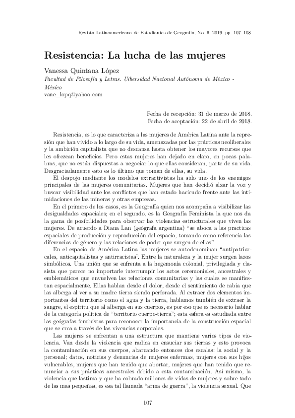 (PDF) Resistencia: La lucha de las mujeres