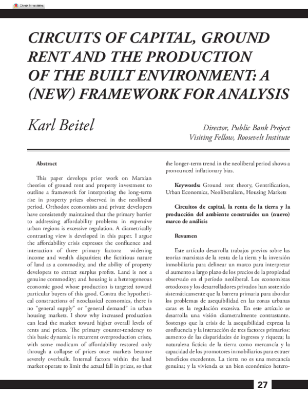 (PDF) Circuits of Capital, Ground Rent and the Production of the Built ...