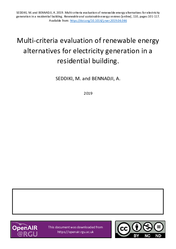 (PDF) Multi-criteria evaluation of renewable energy alternatives for electricity generation in a ...