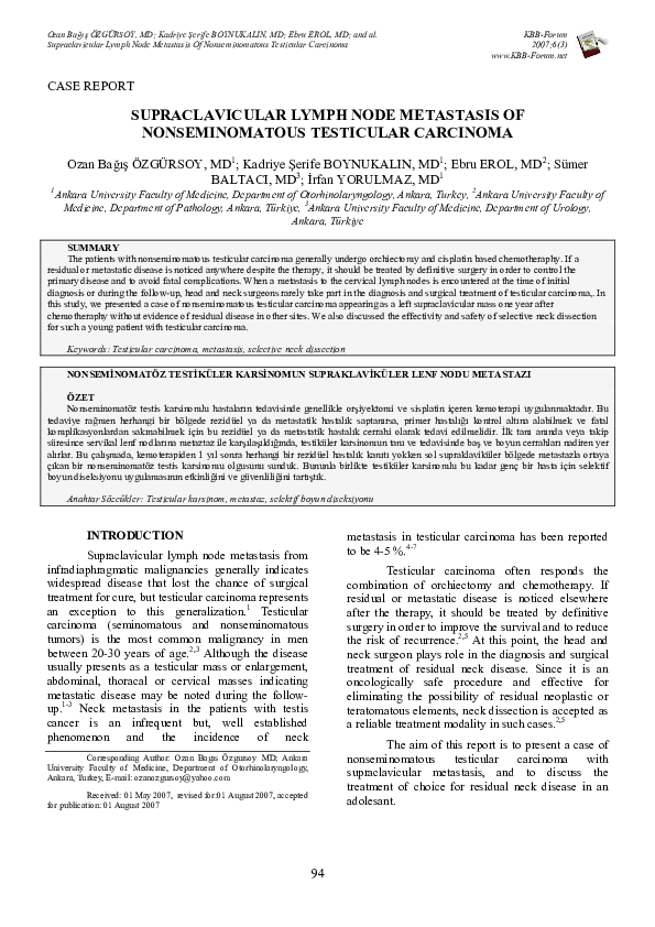 Pdf Supraclavicular Lymph Node Metastasis Of Nonseminomatous 3340