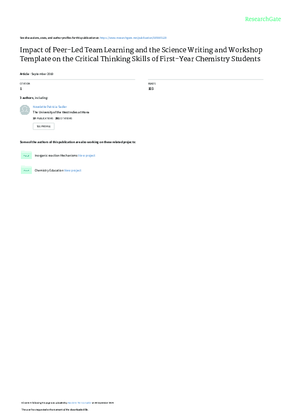 (PDF) Impact of Peer-Led Team Learning and the Science Writing and ...