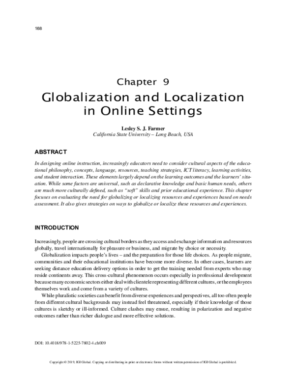 (PDF) Globalization and Localization in Online Settings