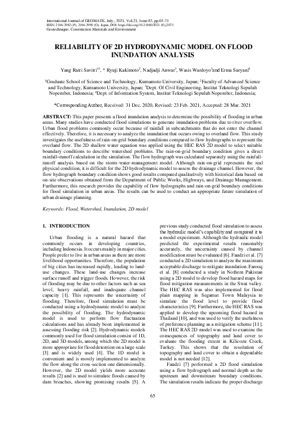 (PDF) Reliability of 2D Hydrodynamic Model on Flood Inundation Analysis