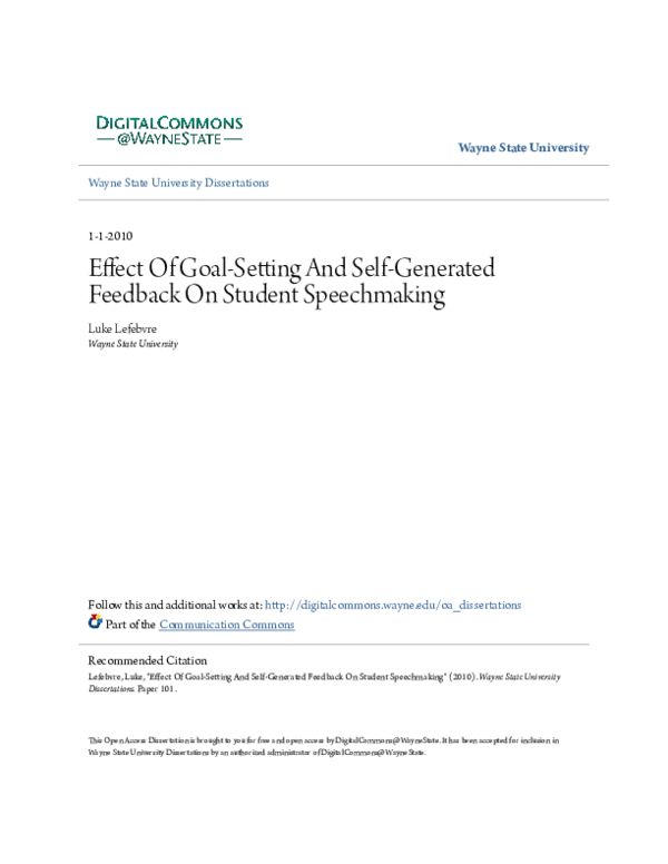 (PDF) Effect of goal-setting and self-generated feedback on student ...