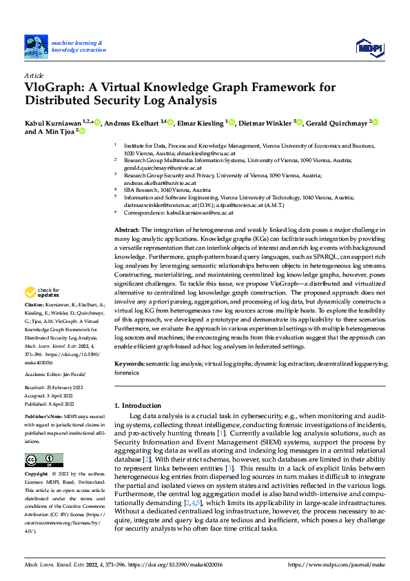 (PDF) VloGraph: A Virtual Knowledge Graph Framework for Distributed Security Log Analysis