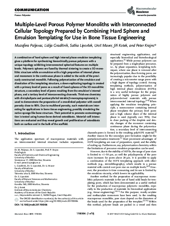 (PDF) Multiple-Level Porous Polymer Monoliths with Interconnected ...