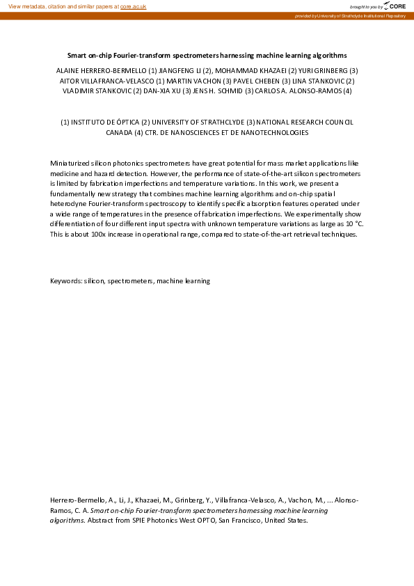 (PDF) Smart on-chip Fourier-transform spectrometers harnessing machine learning algorithms ...
