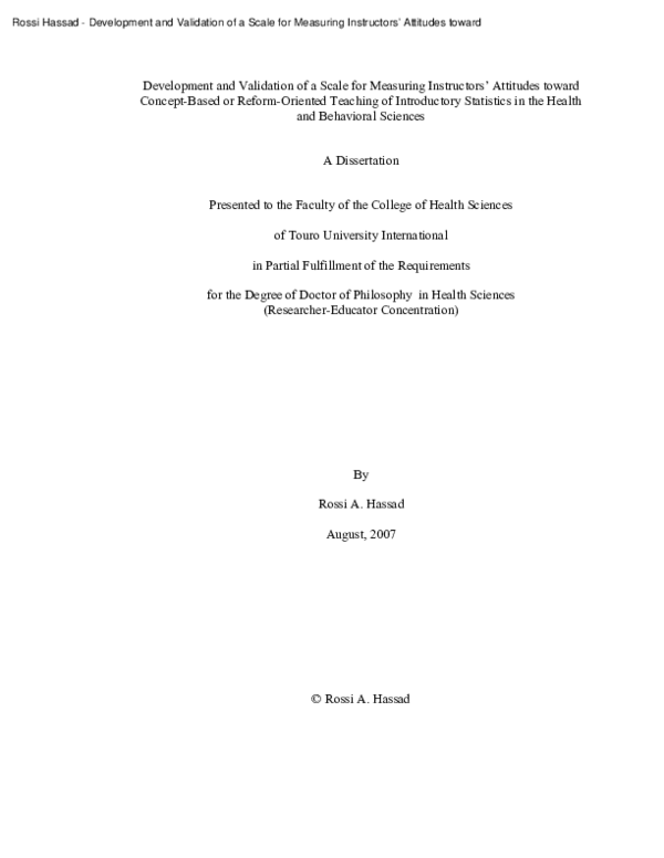 (PDF) Development and Validation of a Scale for Measuring Instructors' Attitudes toward Concept ...