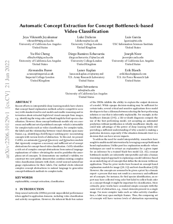 (PDF) Automatic Concept Extraction for Concept Bottleneck-based Video Classification
