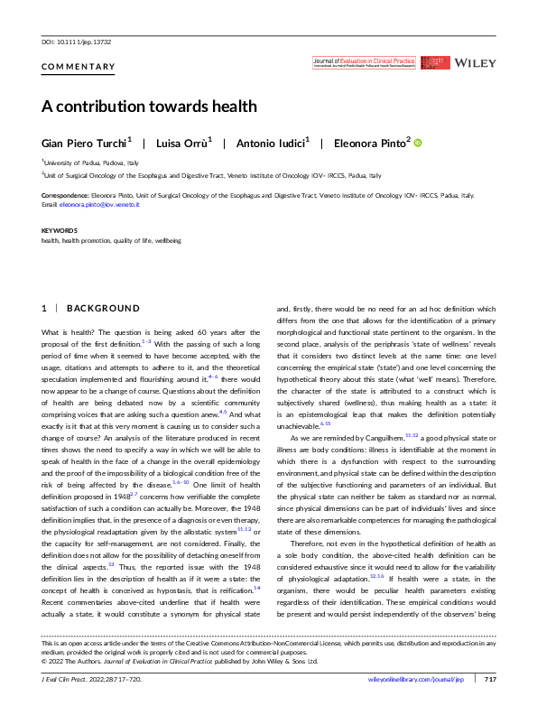(PDF) A contribution towards health