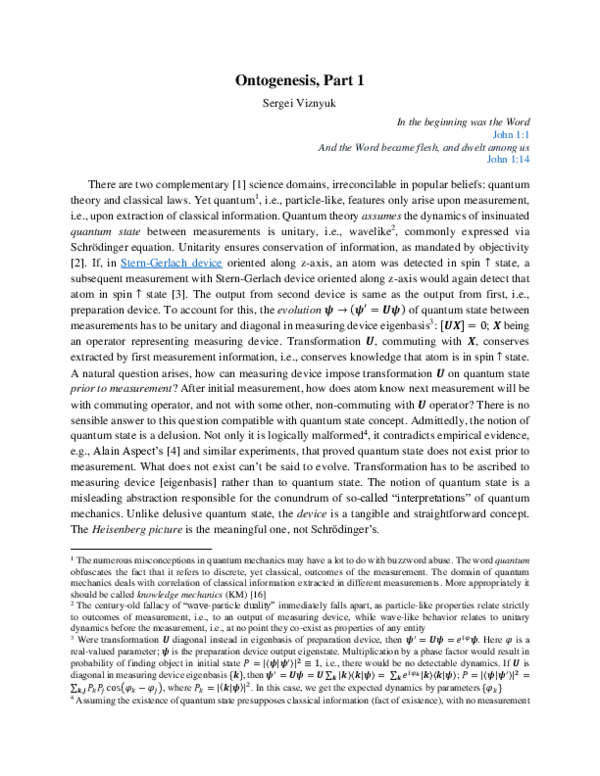 (PDF) Ontogenesis, Part 1