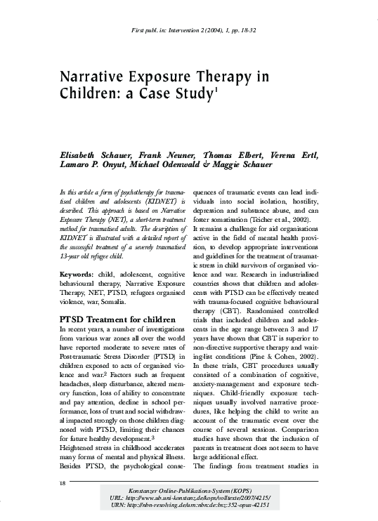 (PDF) Narrative exposure therapy in children : a case study