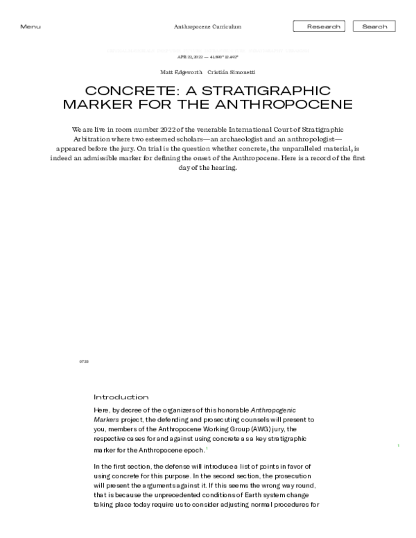 (PDF) Concrete: A Stratigraphic Marker for the Anthropocene