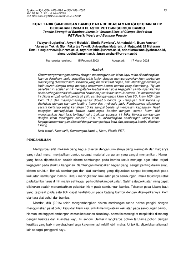 (PDF) Kuat Tarik Sambungan Bambu Pada Berbagai Variasi Ukuran Klem ...