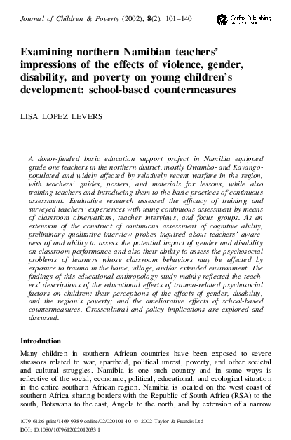 (PDF) Examining northern Namibian teachers' impressions of the effects ...