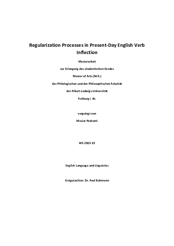 (PDF) Regularization Processes in Present-Day English Verb Inflection