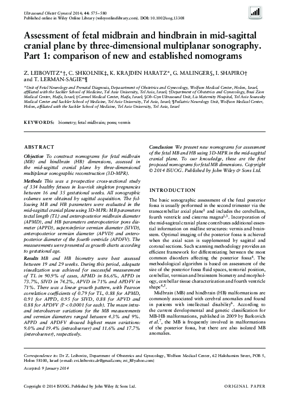 (PDF) Assessment of fetal midbrain and hindbrain in mid-sagittal ...