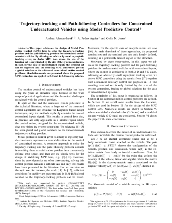 (PDF) Trajectory-tracking and path-following controllers for constrained underactuated vehicles ...