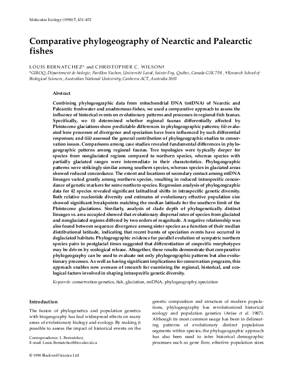(PDF) Comparative phylogeography of Nearctic and Palearctic fishes