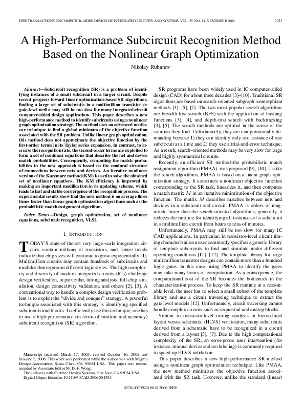 (PDF) A High-Performance Subcircuit Recognition Method Based on the Nonlinear Graph Optimization