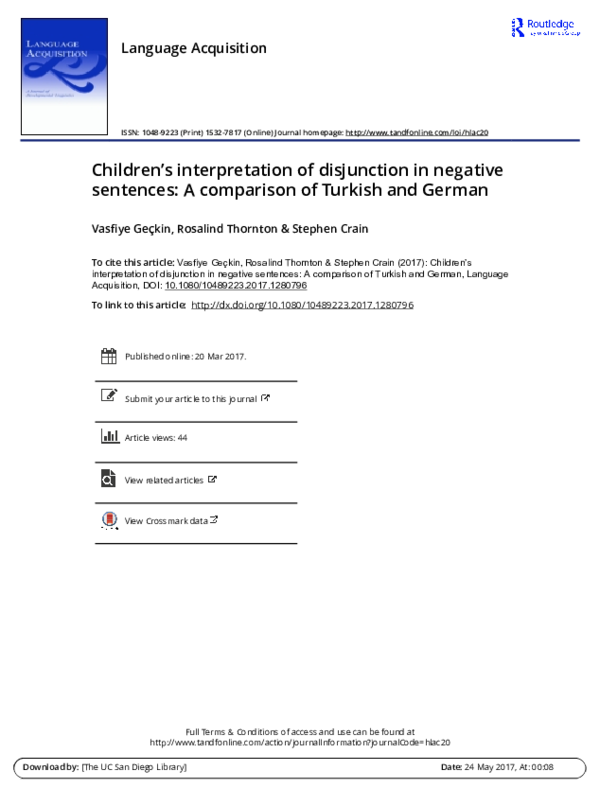 (PDF) Children’s interpretation of disjunction in negative sentences: A ...