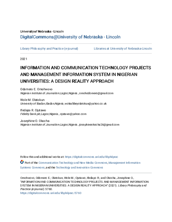 (PDF) Information and Communication Technology Projects and Management ...