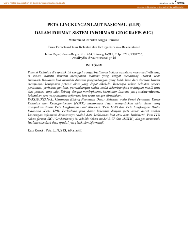 (PDF) Peta Lingkungan Laut Nasional (LLN) Dalam Format Sistem Informasi ...