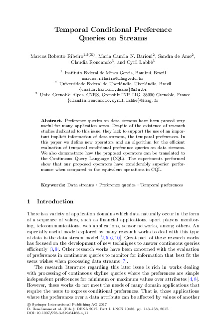 (PDF) Temporal Conditional Preference Queries on Streams