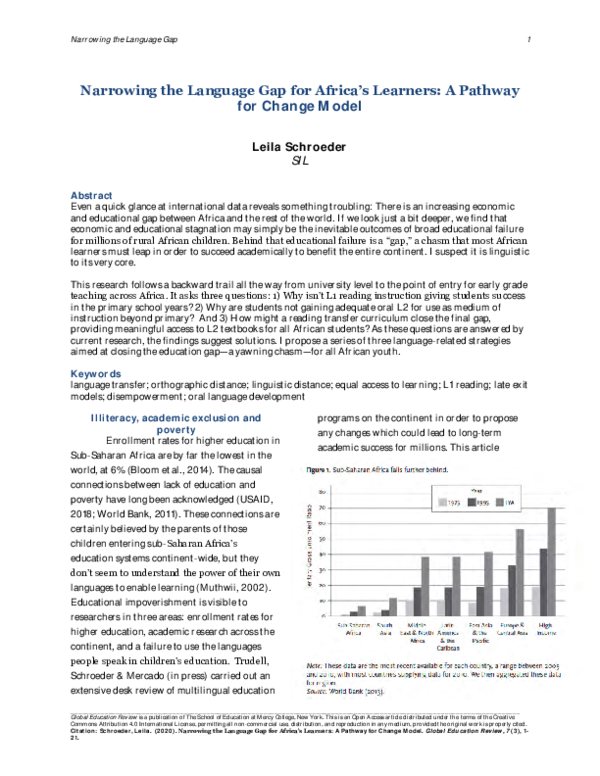 (PDF) Narrowing the Language Gap for Africa's Learners: A Pathway for ...