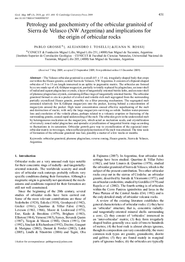 (PDF) Petrology and geochemistry of the orbicular granitoid of Caldera ...