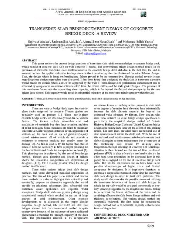 (PDF) Transverse Slab Reinforcement Design of Concrete Bridge Deck: A ...