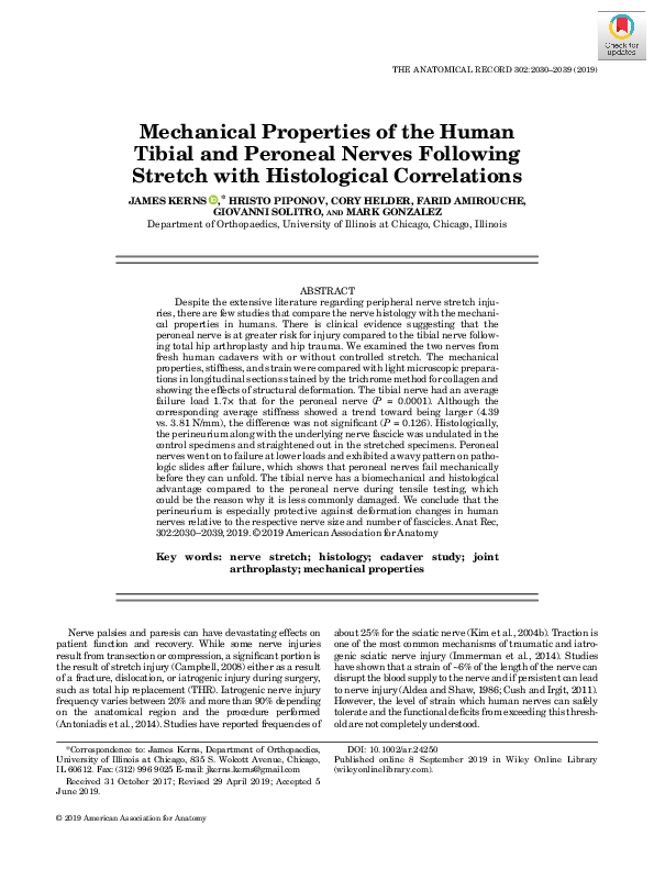 (PDF) Mechanical Properties of the Human Tibial and Peroneal Nerves ...