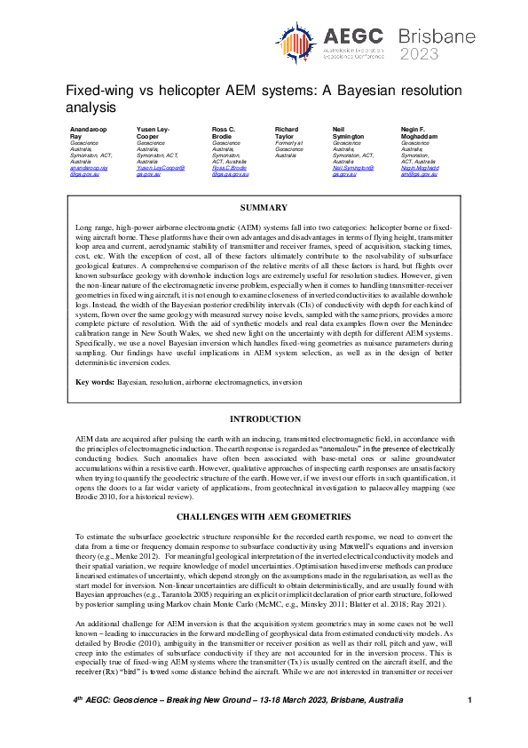 (PDF) Fixed-wing vs helicopter AEM systems: A Bayesian resolution analysis