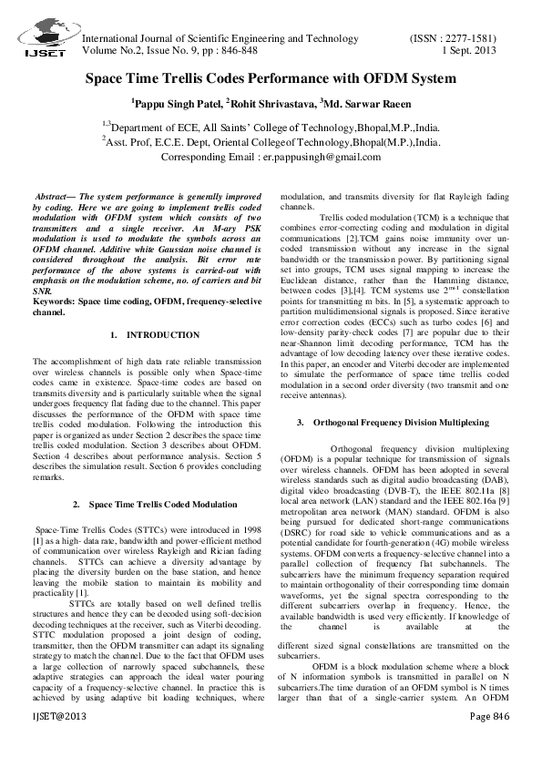 Pdf Space Time Trellis Codes Performance With Ofdm System