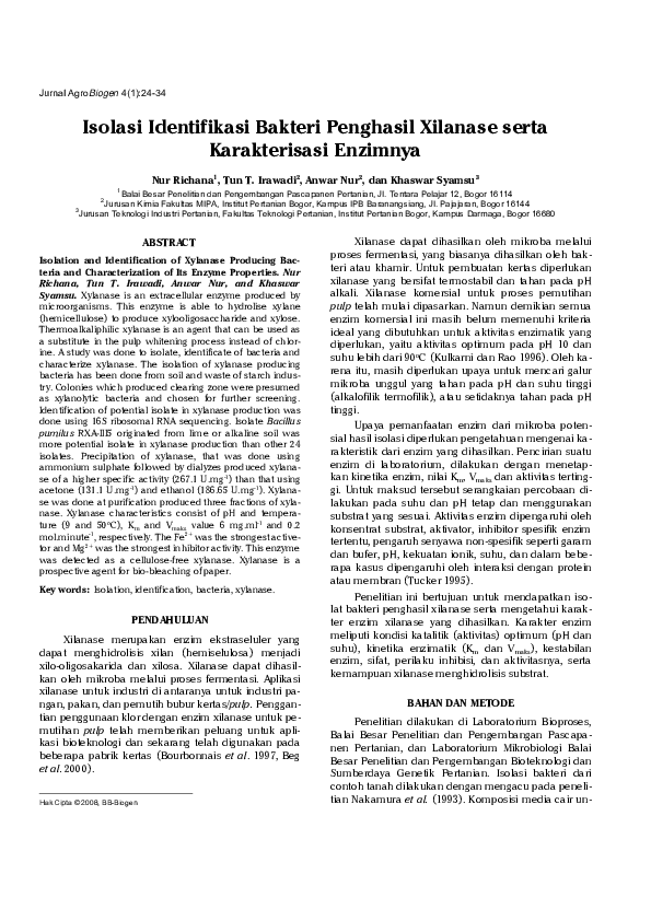 (PDF) Isolasi Identifikasi Bakteri Penghasil Xilanase serta ...