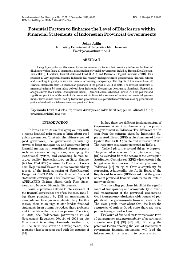 (PDF) Potential Factors to Enhance the Level of Disclosure within ...