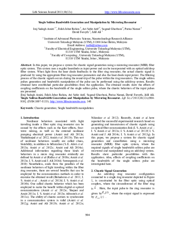 (PDF) Single Soliton Bandwidth Generation and Manipulation by Microring ...