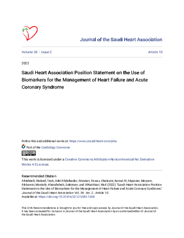 (PDF) Saudi Heart Association Position Statement on the Use of ...