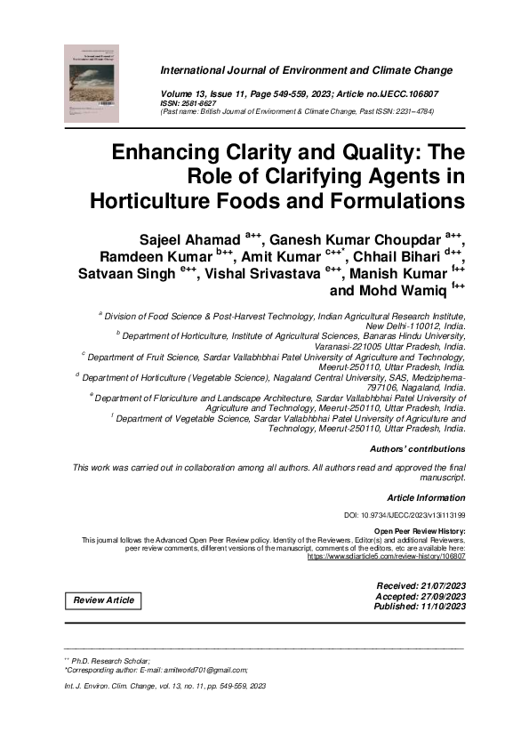 (PDF) Enhancing Clarity and Quality: The Role of Clarifying Agents in ...