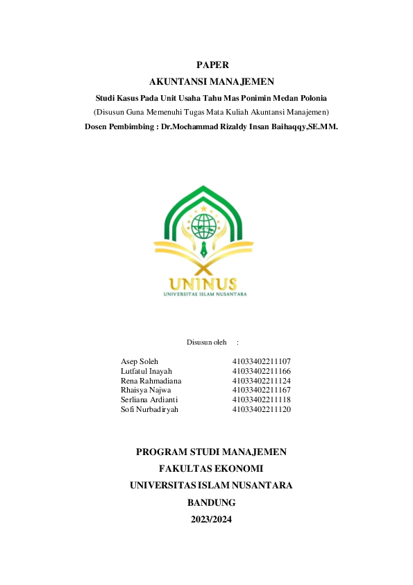 (PDF) PAPER AKUNTANSI MANAJEMEN KELOMPOK