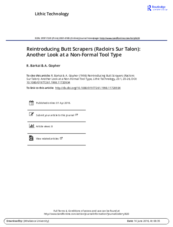 (PDF) Reintroducing Butt Scrapers (Racloirs Sur Talon): Another Look at ...