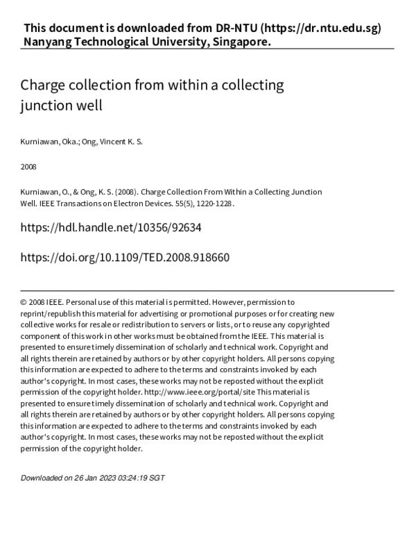 (PDF) Charge Collection From Within a Collecting Junction Well