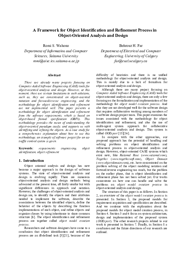 (PDF) A framework for object identification and refinement process in object-oriented analysis ...